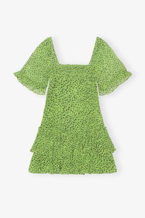 Ganni Robe mini en chiffon - Taille 44 Vert - Pour Femme