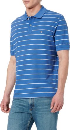 GANT Herren Striped SS Polo Polohemd, Rich Blue, XXL