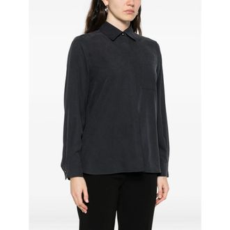 Max Mara Womens Silk Long-Sleeved Shirt Blue