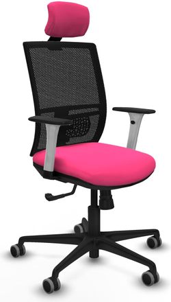 Piqueras y Crespo B&uuml;rostuhl in Rosa mit wei&szlig;en und schwarzen Armlehnen, h&ouml;henverstellbare Lendenwirbelst&uuml;tze und h&ouml;henverstellbares Kopfteil, Schwarz/Rosa