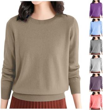 Generic Pull en tricot pour femme - Pull dhiver en laine - Col rond - Manches longues - Sans capuche - Décontracté - Stretch - Chaud - Pull tricoté, 1-a - Kak