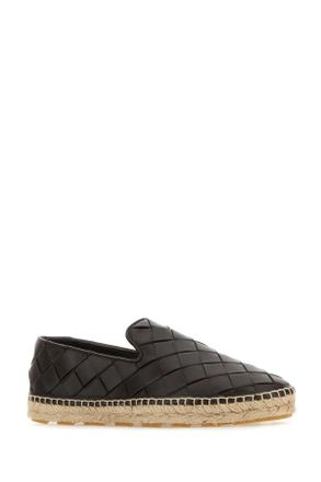 Bottega Veneta Womens Dark Brown Leather Jack Espadrillas Fondant Espadrilles