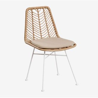 Sklum Chaise de salle &agrave; manger en rotin synth&eacute;tique naturel Gouda SKLUM NATUREL Blanc