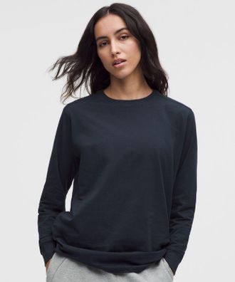 lululemon All Yours Langarmshirt aus Bio- f&uuml;r Frauen - Gr&ouml;&szlig;e XL in True Navy