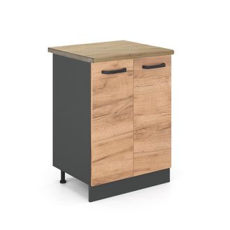 Vicco K&uuml;chenunterschrank R-Line, Goldkraft Eiche/Anthrazit, 60 cm, AP Eiche