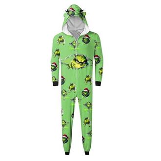Generic Le Grinch Pyjama Noel Famille De Grinch Hiver Homme Femme Vetement Couple Ensembles Costume Coton Assorti Chaud Et Doux The Deguisement Garcon Adulte 