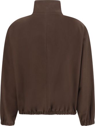 Courr&egrave;ges Zip-Up High-Collar Bomber Jacket - Brown
