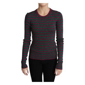 Dolce & Gabbana Multicolor Stripes Rundhals-Pullover - - Knitwear - Damen - Mehrfarbig - M