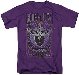 Trevco Bon Jovi Keep The Faith Unisex T Shirt, Purple, Violet, XL Mixte