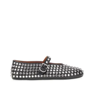 Alaia Strass-embellished leather ballerinas Woman 36