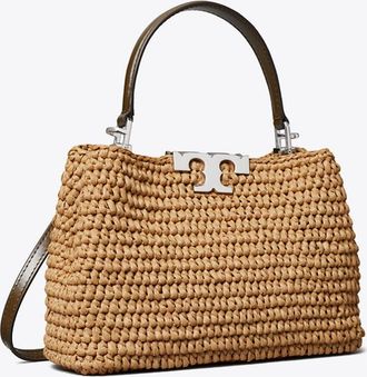 Tory Burch Damen Mini Eleanor Raffia Satchel