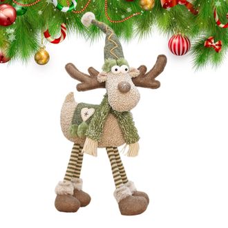 Generico Einziehbare Elchpuppe - Saisonale Form aus Pl&uuml;sch, lange Beine, festliche Dekoration aus Pl&uuml;sch, Dekoration f&uuml;r den Innen- und Au&szlig;enbereich