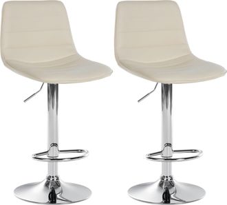Clp 2er Set Barhocker Lex Kunstleder I Höhenverstellbare Thekenhocker Mit Kunstlederbezug I Drehbare Tresenstühle Mit Metallgestell, Farbe:Creme, Material
