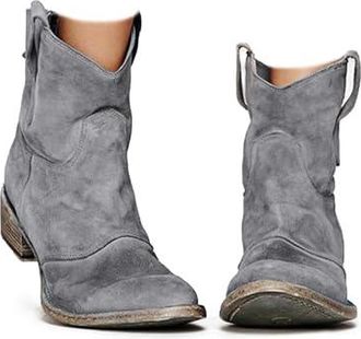 Generic Bottines en daim pour femme, confortables et élégantes, à talon moyen, à enfiler, larges et polyvalentes, décontractées, gris, 39.5 EU