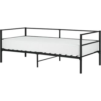 Beliani Beliani - Lit Simple Solide Sommier &agrave; Lattes Design Industriel Moderne 90 x 200 cm en M&eacute;tal Noir Battut