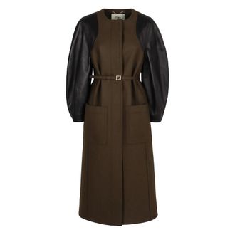 Fendi Gr&uuml;ner Wollkokonmantel - - Coats - Damen - Gr&uuml;n - S