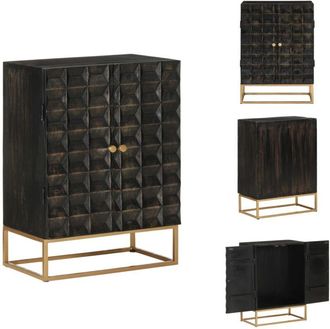 vidaXL Sideboard Schwarz 55x34x75 cm Massivholz Mango und Eisen - Industrielles Design - Sideboard - Wohnraumgestaltung - Holzm&ouml;bel - Mangoholz