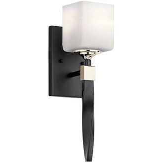 Licht-Erlebnisse Badezimmerlampe Metall Glas G9 IP44 41,3 cm hoch Schwarz Wei&szlig; Nickel 3000 k warmwei&szlig; 300 lm Modern