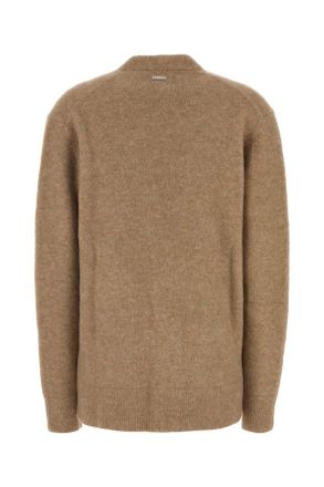 Ferragamo Womens Camel Stretch Alpaca Blend Oversize Cardigan Nude Maglieria Sweater