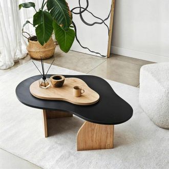 Pier Import Table basse organique effet bois noir et bois clair MARFA