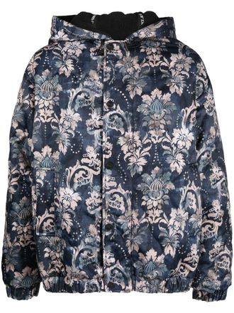 Versace Jeans Couture veste matelass&eacute;e &agrave; fleurs - Bleu