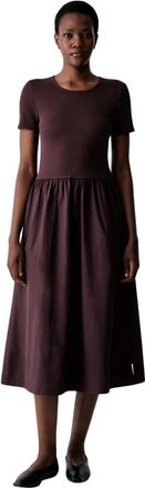 Marc O'Polo Femme, Robes, Brun, Taille: 36 FR Robe Midi &agrave; Fronces