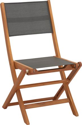 ambia GARDEN Gartenklappsessel, Braun, Grau, Holz, Textil, Eukalyptusholz, massiv, X-Form, 50x90x58 cm, klappbar, Gartenm&ouml;bel, Gartenst&uuml;hle, Gartenklappst&uuml;hle