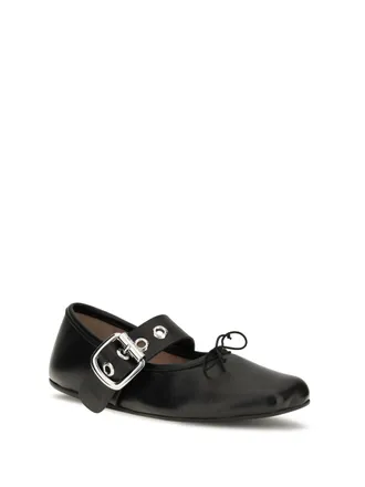 Vivienne Westwood Womens Alice Leather Ballerinas Black Flat Shoes