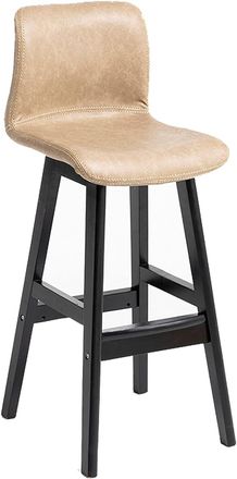 Generic Barhocker aus Kunstleder, Tresenhocker, Barhocker mit R&uuml;ckenlehne und Holzbeinen, hohe K&uuml;chenst&uuml;hle f&uuml;r Pubs und Caf&eacute;s