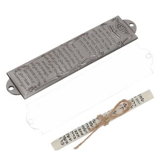 Cabilock Antike Metall Mezuzah Haustür Deko mit Schriftrolle Vintage Religiöses Kunsthandwerk Langlebige Jüdische Segensplakette Geeignet für Haus Bürodekorati