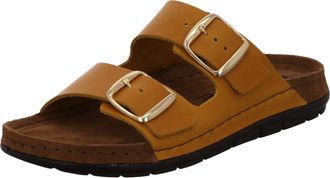 Rohde Damen Pantolette aus Leder mit Schnallen und Memoryfußbett Rodigo-D 5865, Größe:41 EU, Farbe:Gelb