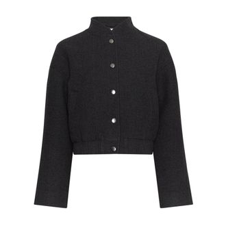 Moss Copenhagen Minimalistische Dunkelgraue Jacke mit Mandarin-Kragen - - Jackets - Damen - Grau - XS/S