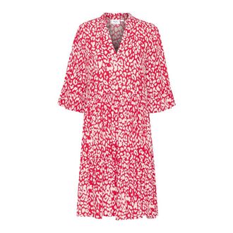 Saint Tropez Robe Crimson Leopard avec D&eacute;tails &agrave; Volants - Femme - Robes - Rose - Taille: 36 FR