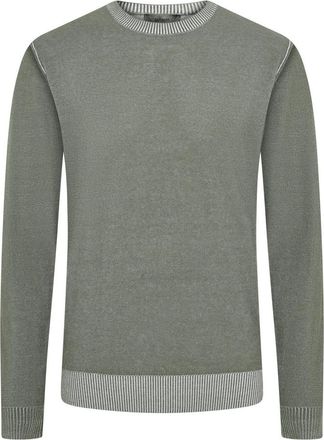 Ferrante Rundhalspullover aus Baumwolle in Washed-Optik mit Rippb&uuml;ndchen in