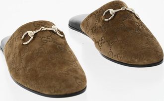 Gucci Mules aus gepr&auml;gtem Wildleder mit vorderem Horsebit Gucci