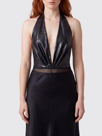 Andamane Schulterfreies Slim-Fit-Top aus Kunstleder