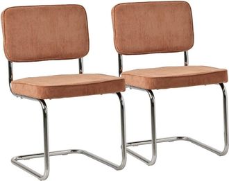 Happy Garden Happy Garden - Lot de 2 chaises cantilever en velours côtelé terracotta maria