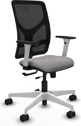 Piqueras y Crespo Schreibtischstuhl, grau, Rollen mit wei&szlig;en und schwarzen Armlehnen, h&ouml;henverstellbare Lendenwirbelst&uuml;tze, ausgestattet mit Syncro/Traslack und Schneid