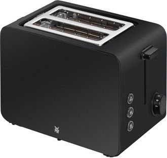 WMF Stelio 2-Scheiben-Toaster aus Edelstahl, Doppelschlitz mit Brötchenaufsatz, Bagel-Funktion, 7 Bräunungsstufen, 900 W, Edelstahl Toaster schwarz matt