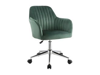 Vente-Unique Chaise de Bureau - Velours - Vert et argent&eacute; - Hauteur r&eacute;glable - Eleana