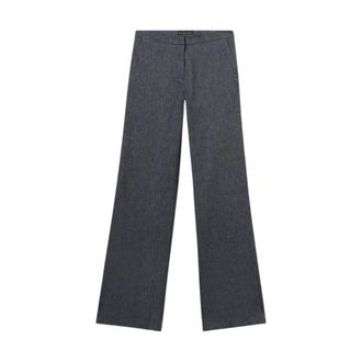 Brooks Brothers Femme, Pantalons, Bleu, Taille: 40 FR Straight Fit Cotton Linen Twill Pantalons