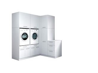 Laundreezy Waschraum Komplett-Set, Wei&szlig; - Modulares Schranksystem f&uuml;r Waschk&uuml;che & Hauswirtschaftsraum - 203 x 238 x 68 cm (B/H/T)