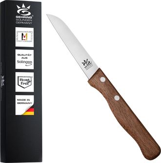 Gehring Solingen Look Gem&uuml;semesser I 8 cm Klingenl&auml;nge I rostfreier Edelstahl I ergonomischer Buchenholzgriff I Sch&auml;lmesser I K&uuml;chenmesser I Made in Germany