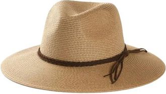 Generic Chapeau Panama Classique pour Femme Chapeau De Soleil en Paille Décoré avec Ceinture Tressée Chapeau De Plage De Voyage