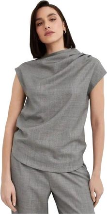 Loulou Studio Femme, Blouses et Chemises, Gris, Taille: 40 FR Blouse en laine &agrave; encolure bateau