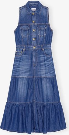 Ganni Robe longue en denim bleu Coton biologique - Taille 40 - Pour Femme