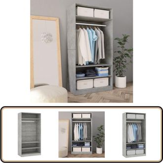 vidaXL Kleiderschrank Betongrau 100x50x200 cm Holzwerkstoff - Schlafzimmermöbel - Kleiderschrank - Holzmöbel - Garderoben - Kommode
