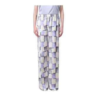 Emporio Armani Pantalon Palazzo &agrave; Carreaux en Cr&ecirc;pe - Femme - Pantalons - Multicolore - Taille: 42 FR