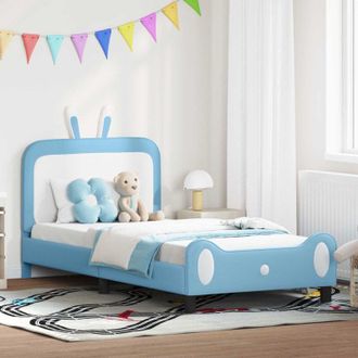vidaXL Cadre de lit pour enfants avec t&ecirc;te de lit Bleu 90 x 200 cm PU vidaXL