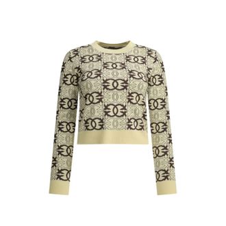 Pinko Rundhals-Strickpullover Lang - - Knitwear - Damen - Beige - M